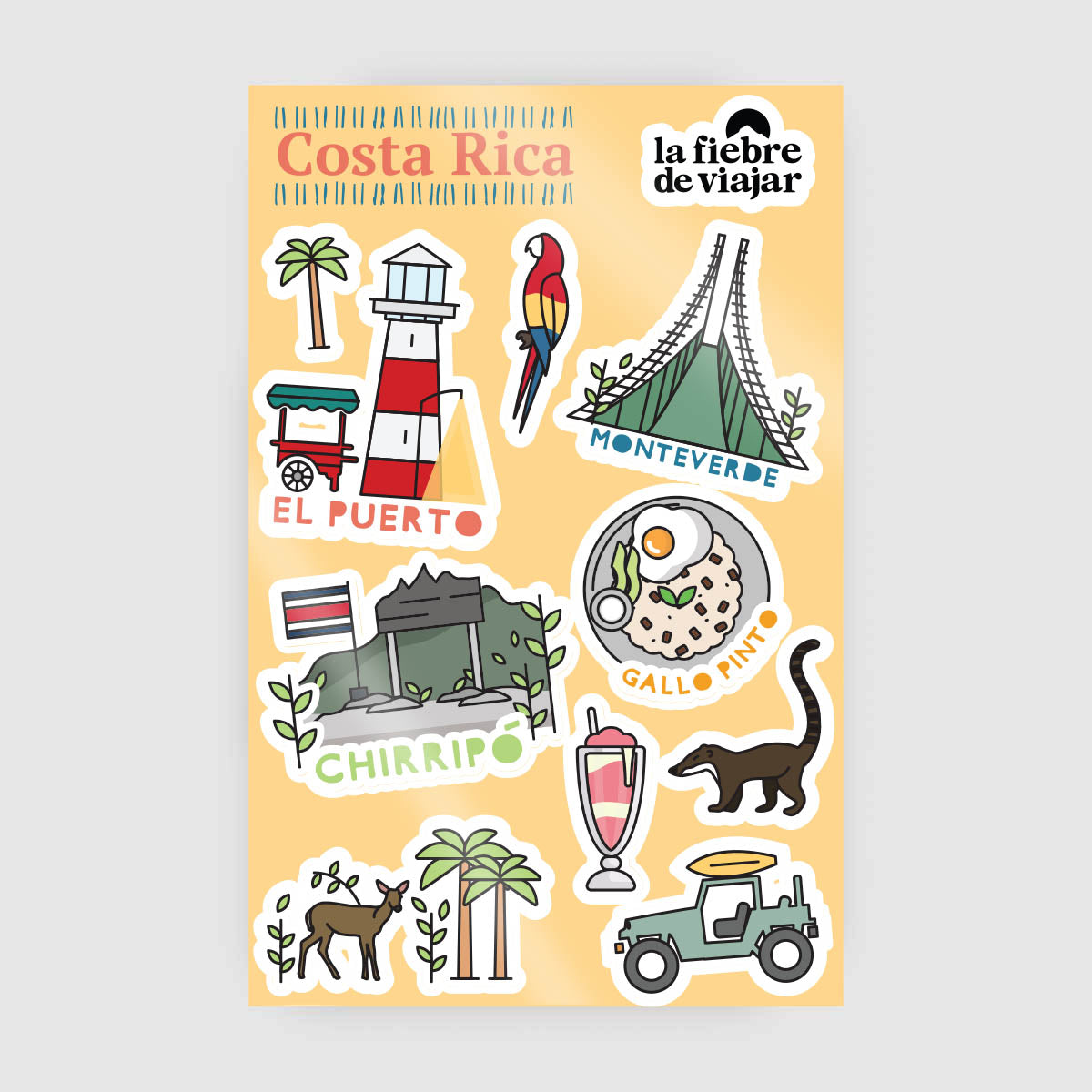 Láminas de stickers de Costa Rica – La Fiebre de Viajar