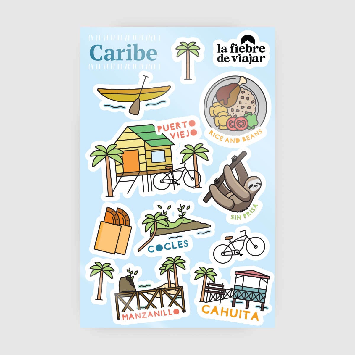 Paquete de láminas de stickers de Costa Rica – La Fiebre de Viajar
