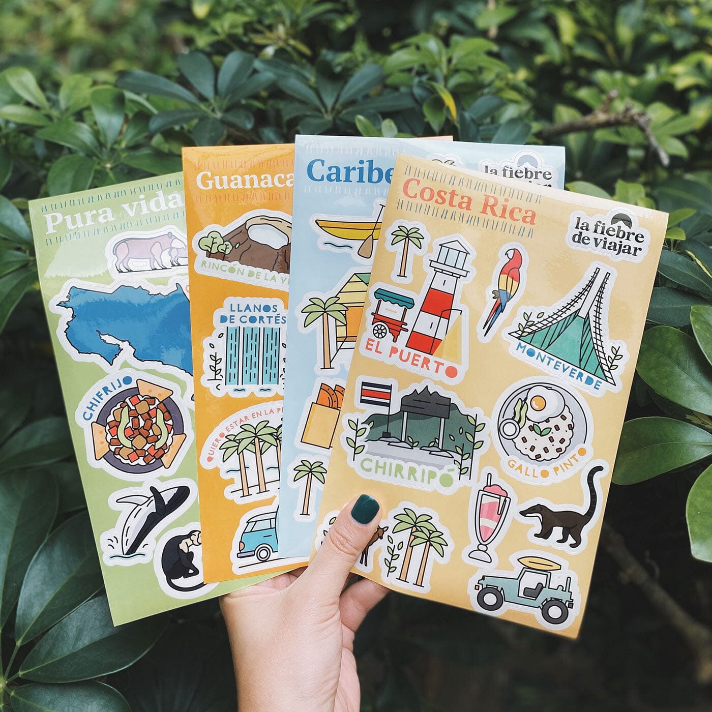 Paquete de láminas de stickers de Costa Rica – La Fiebre de Viajar